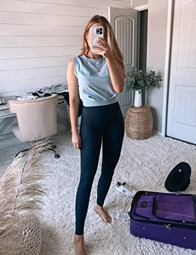 HeyNuts Leggings with Pockets for Women, High Waisted 7/8 Leggings Tummy Control Compression Workout Buttery Soft Pants 25'' Black L(12)