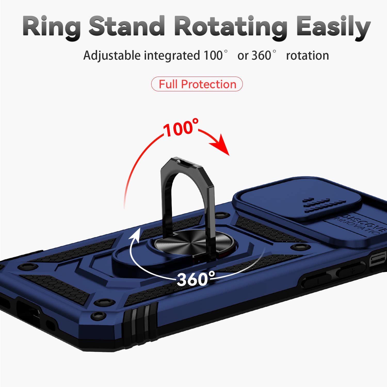 Hitaoyou for iPhone 13 Pro Max Case, iPhone 13 Pro Max Case with Camera Cover & Kickstand Military Grade Shockproof Heavy Duty Protective with Magnetic Car Holder Case for iPhone 13 Pro Max 6.7" Blue