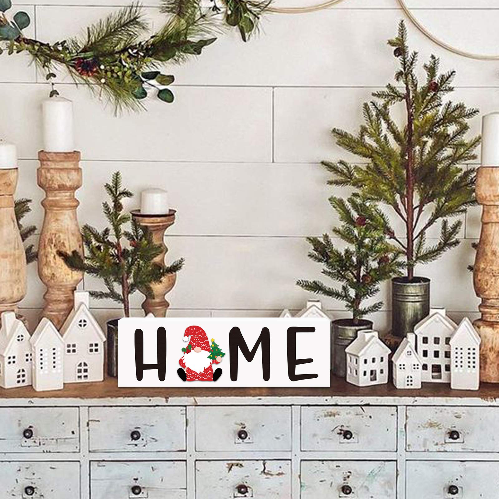 Yaaaaasss! Easter Interchangeable Home Love Sign, Seasonal Holiday Wood Decor with 12 PCS Magnet Gnome Pieces Spring Tiered Tray Decoration Double-Sided Gnome for Shelf Kitchen Housewarming Gift