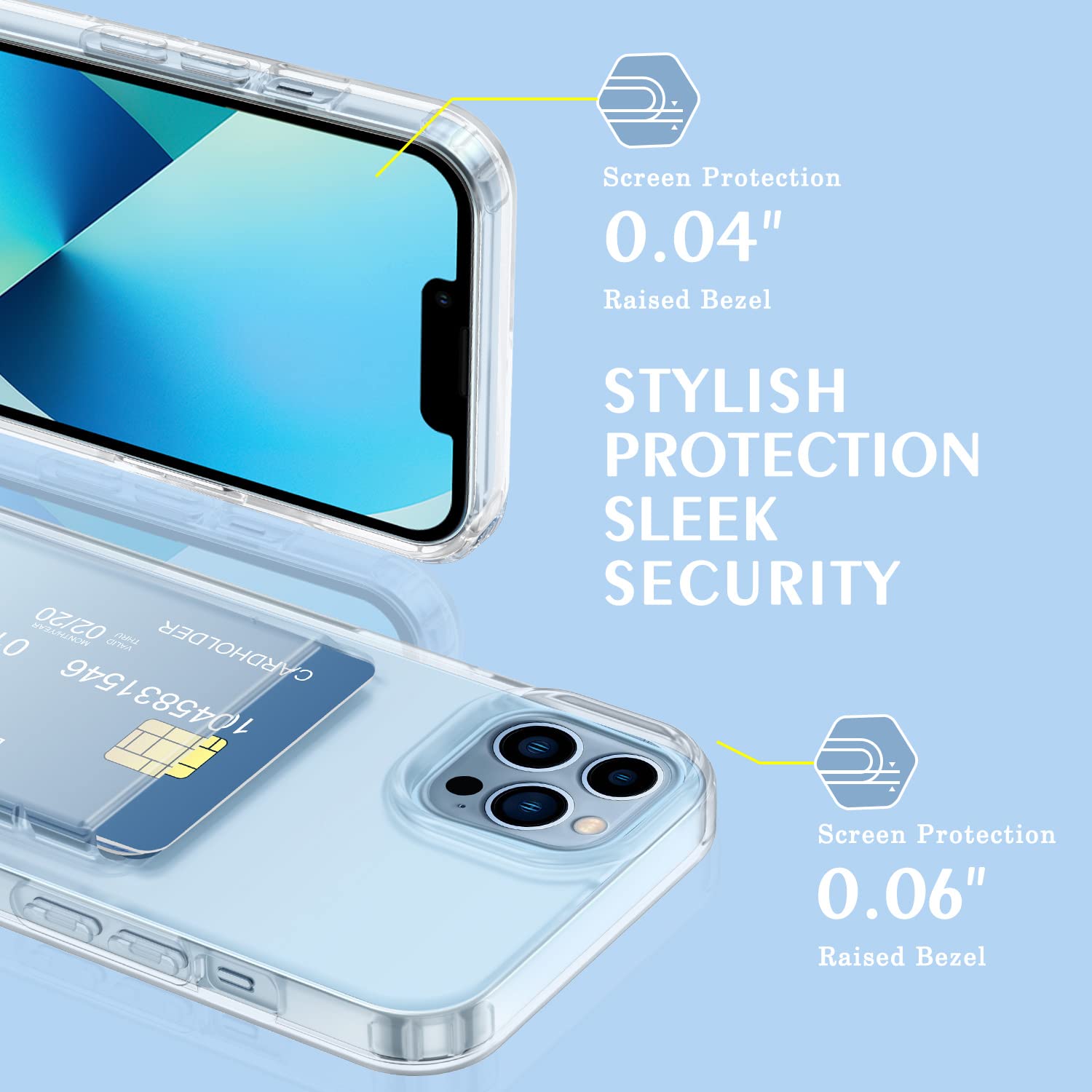 Petocase for iPhone 13 Pro Max Wallet Case 6.7in,Card Holder Slot Ultra Bling Slim Clear Flexible TPU Gel Rubber Soft Silicone Protective Phone Case for Apple iPhone 13 Pro Max Crystal Clear