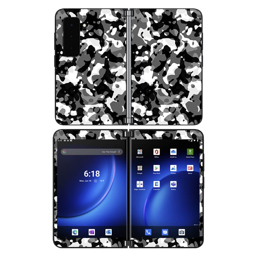 MightySkins Skin Compatible with Microsoft Surface Duo 2 - Black Modern Camo | Protective, Durable, and Unique Vinyl Decal wrap Cover | Easy to Apply and Change Styles | Made in The USA