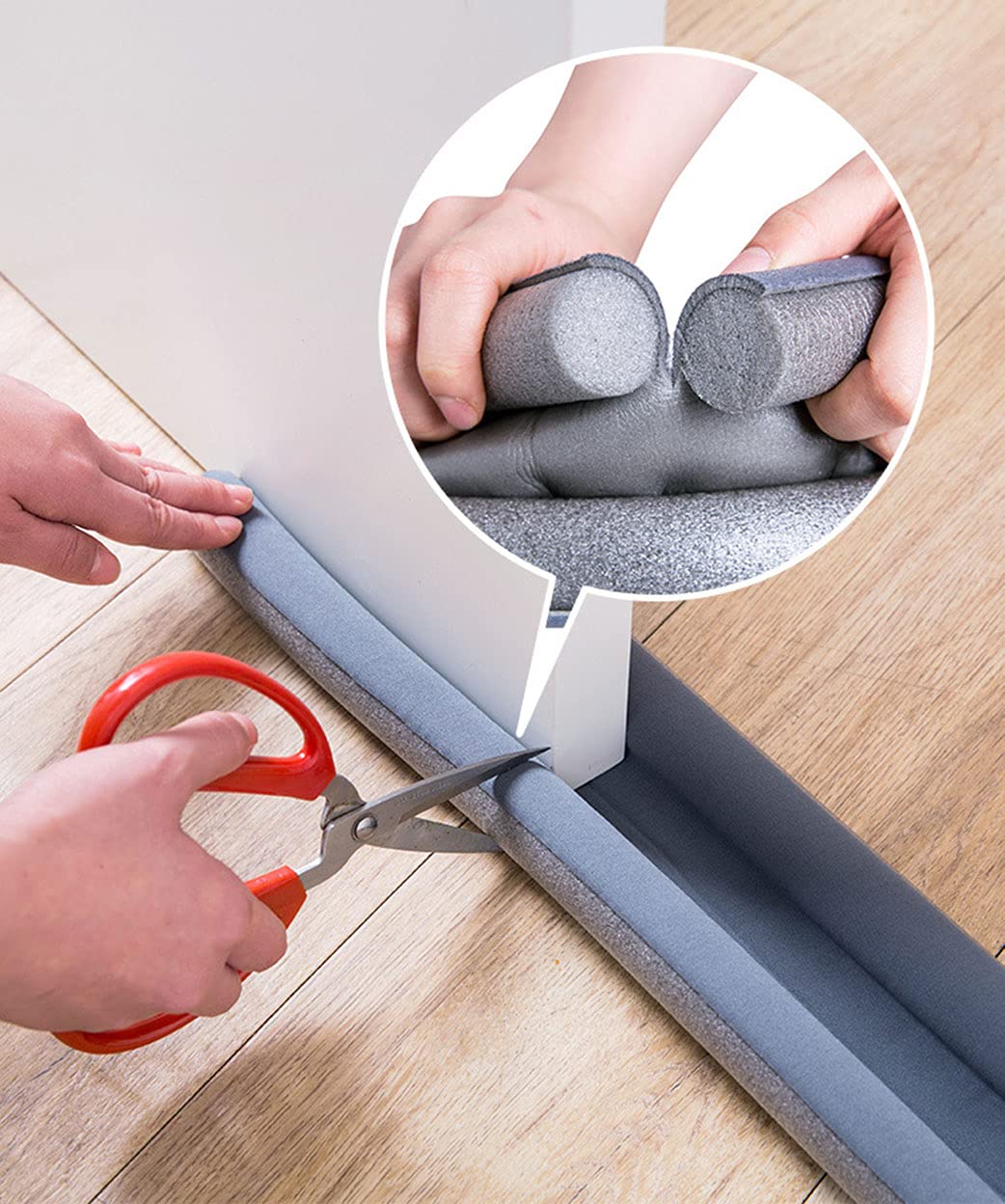 MS.CLEO Twin Door Draft Stopper, Double Side Under Door Bottom Seal Strip, Weather Stripping Window Breeze Blocker Adjustable Door Sweeps 36inch(Grey)