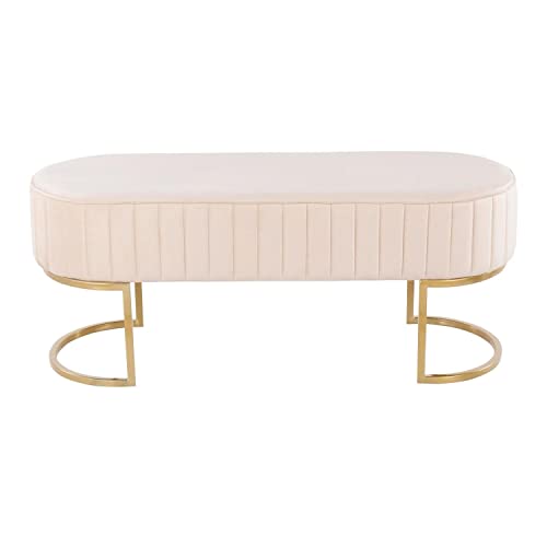 Demi Pleated Bench, Velvet Upholstered Bench, Bench for Entryway, Bed Bench for Bedroom, Dining Bench