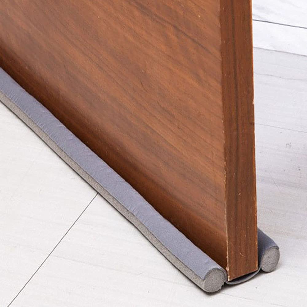 MS.CLEO Twin Door Draft Stopper, Double Side Under Door Bottom Seal Strip, Weather Stripping Window Breeze Blocker Adjustable Door Sweeps 36inch(Grey)