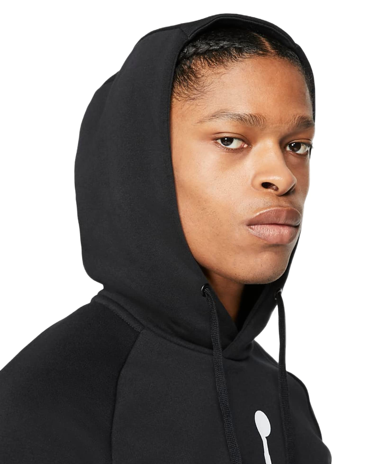 Nike Men's Air Jordan Pullover Hoodie Sweatshirt (Black/White/Jumpman Logo, Medium)