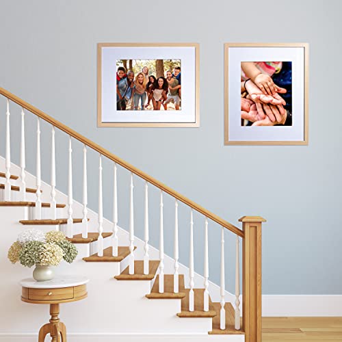 FrameWorks 2-Pack, 16x20 Matted to 11x14 Picture Frame, Natural Oak β Classic Wooden Photo Frame with Tempered Glass, Modern Matte Finish for Prints, Posters, Certificates & Wall Decor β Gallery-Ready