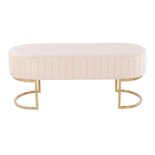 Demi Pleated Bench, Velvet Upholstered Bench, Bench for Entryway, Bed Bench for Bedroom, Dining Bench