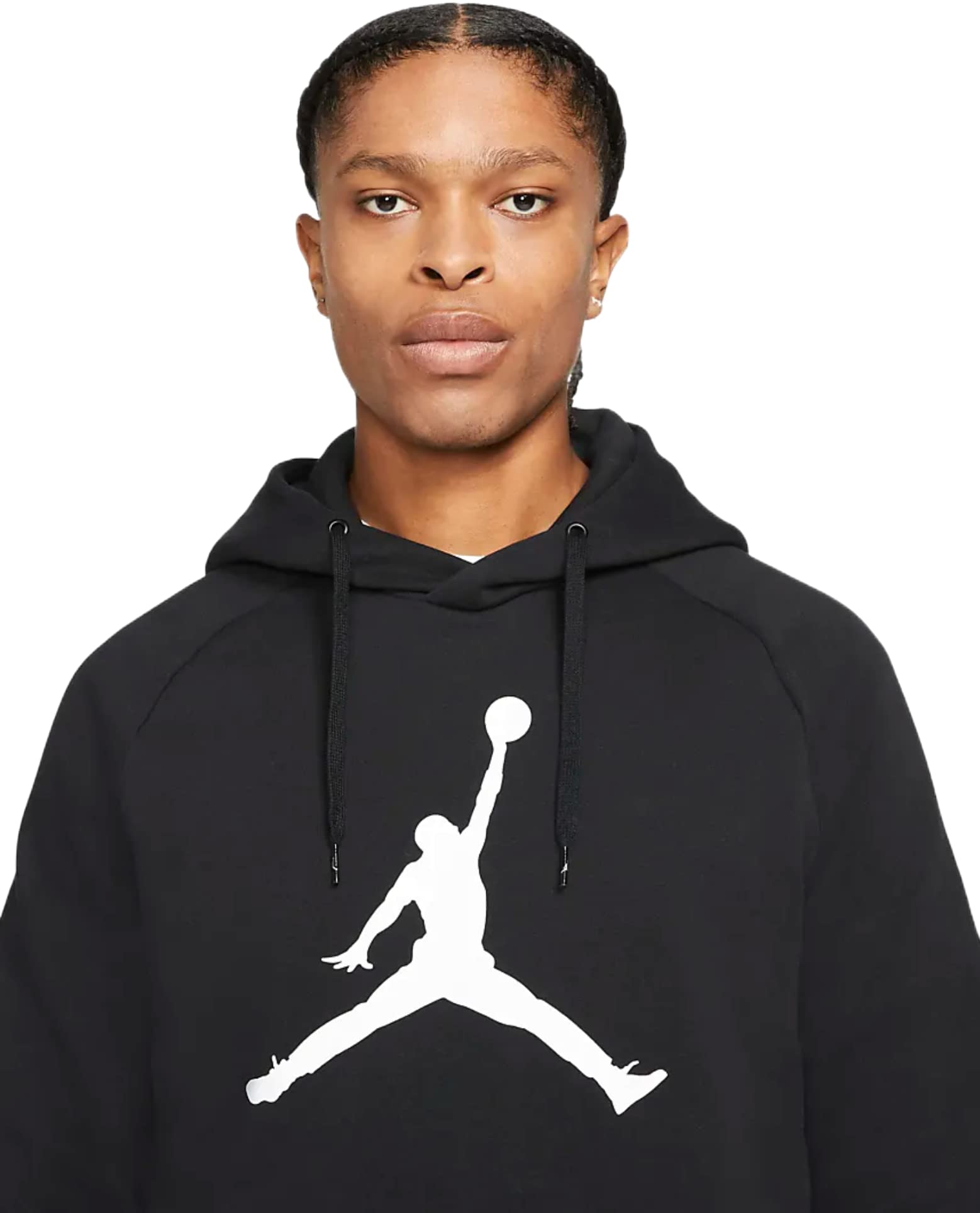 Nike Men's Air Jordan Pullover Hoodie Sweatshirt (Black/White/Jumpman Logo, Medium)