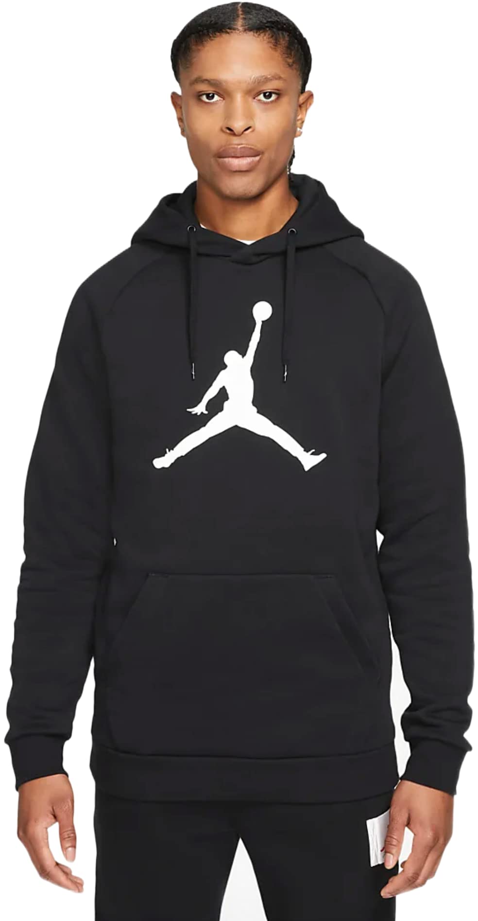 Nike Men's Air Jordan Pullover Hoodie Sweatshirt (Black/White/Jumpman Logo, Medium)