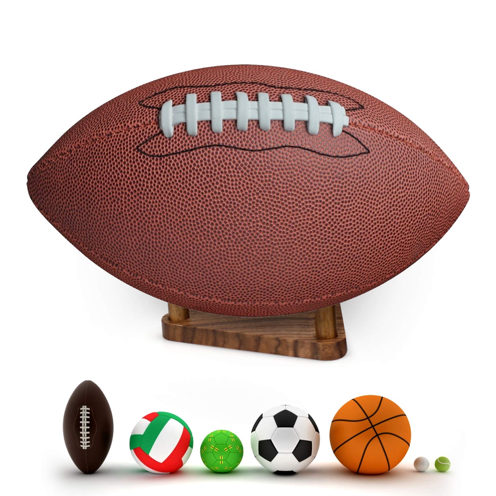 LuxRound Ball Stand Holder Display Stand for Basketball Football Soccer Holder Rack Autographed Ball Memorabilia Display Case Solid Walnut Wood Made Ball Display Stand