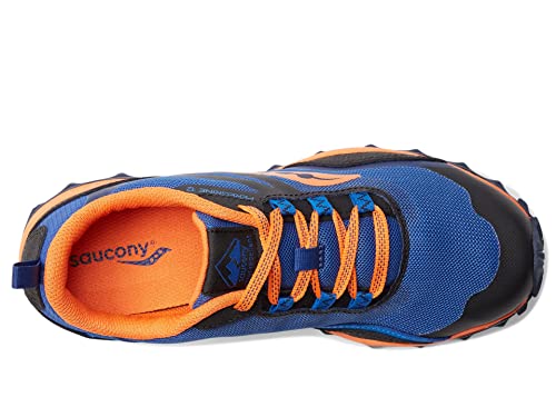Saucony Peregrine 12 Shield Sneaker, Navy/Orange, 5 US Unisex Big Kid
