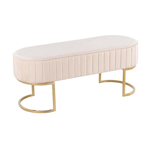 Demi Pleated Bench, Velvet Upholstered Bench, Bench for Entryway, Bed Bench for Bedroom, Dining Bench