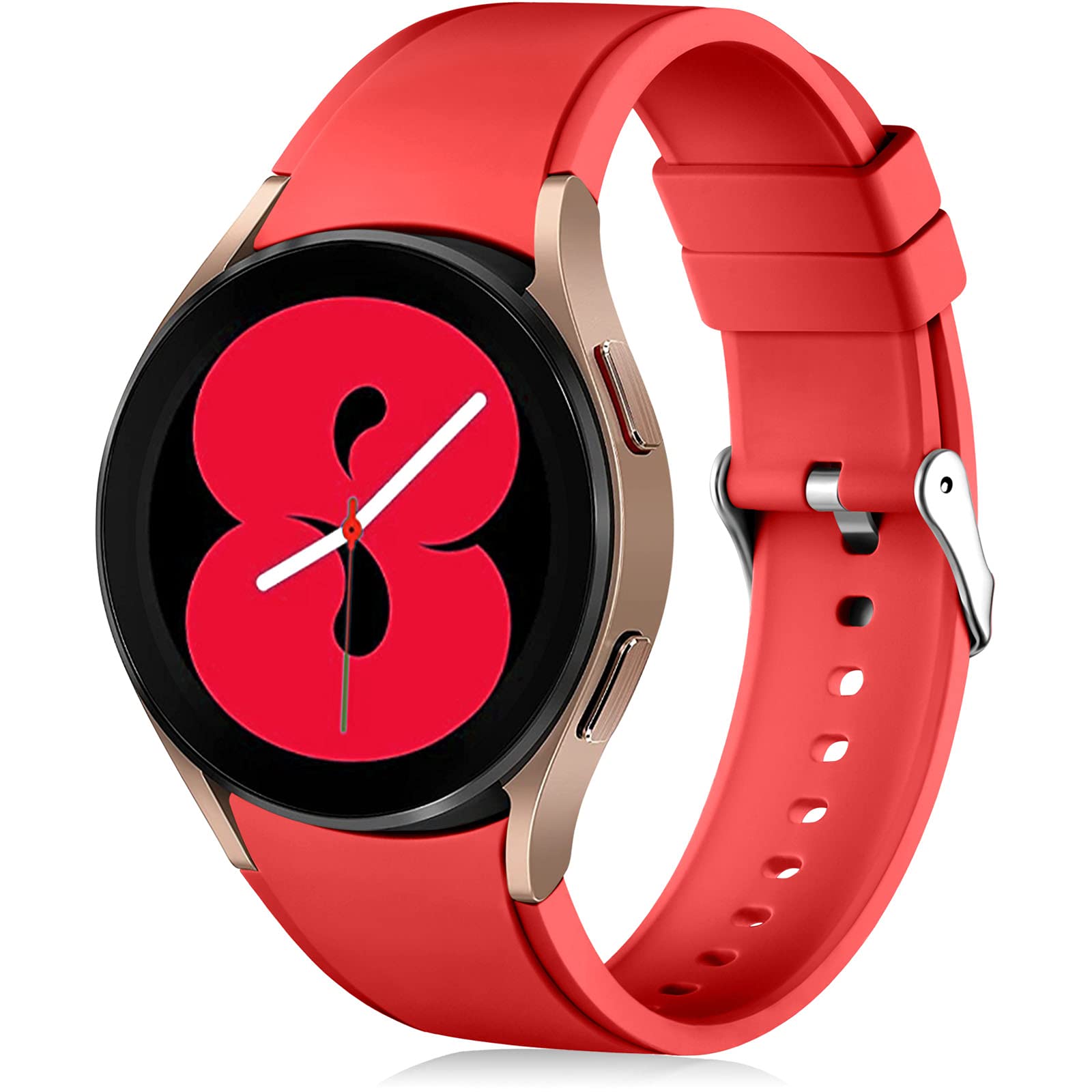 Lerobo No Gap Band Compatible with Samsung Galaxy Watch 7 6 5 4, 40mm 44mm/5 Pro 45mm/4 Classic 46mm 42mm, 20mm Sport Strap Wristband for Men Women, Red