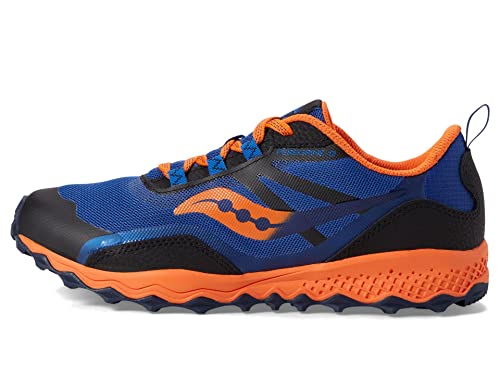 Saucony Peregrine 12 Shield Sneaker, Navy/Orange, 5 US Unisex Big Kid