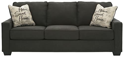 Signature Design by Ashley Lucina Casual Upholstered Sleeper Sofa with Accent Pillows, Queen, Gray