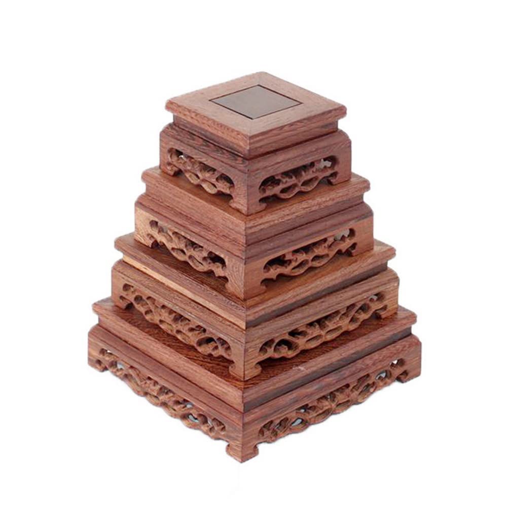 Chinese Wooden Rosewood Carved Base Square Vase Plant Fishbowl Sculpture Display Stand