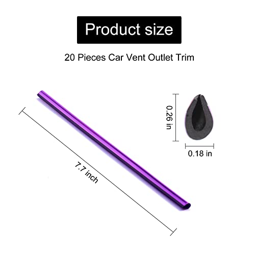 LivTee 20 Pieces Car Air Conditioner Decoration Strip for Vent Outlet, Universal Waterproof Bendable Air Vent Outlet Trim Decoration, Car Interior Accessories (Purple)