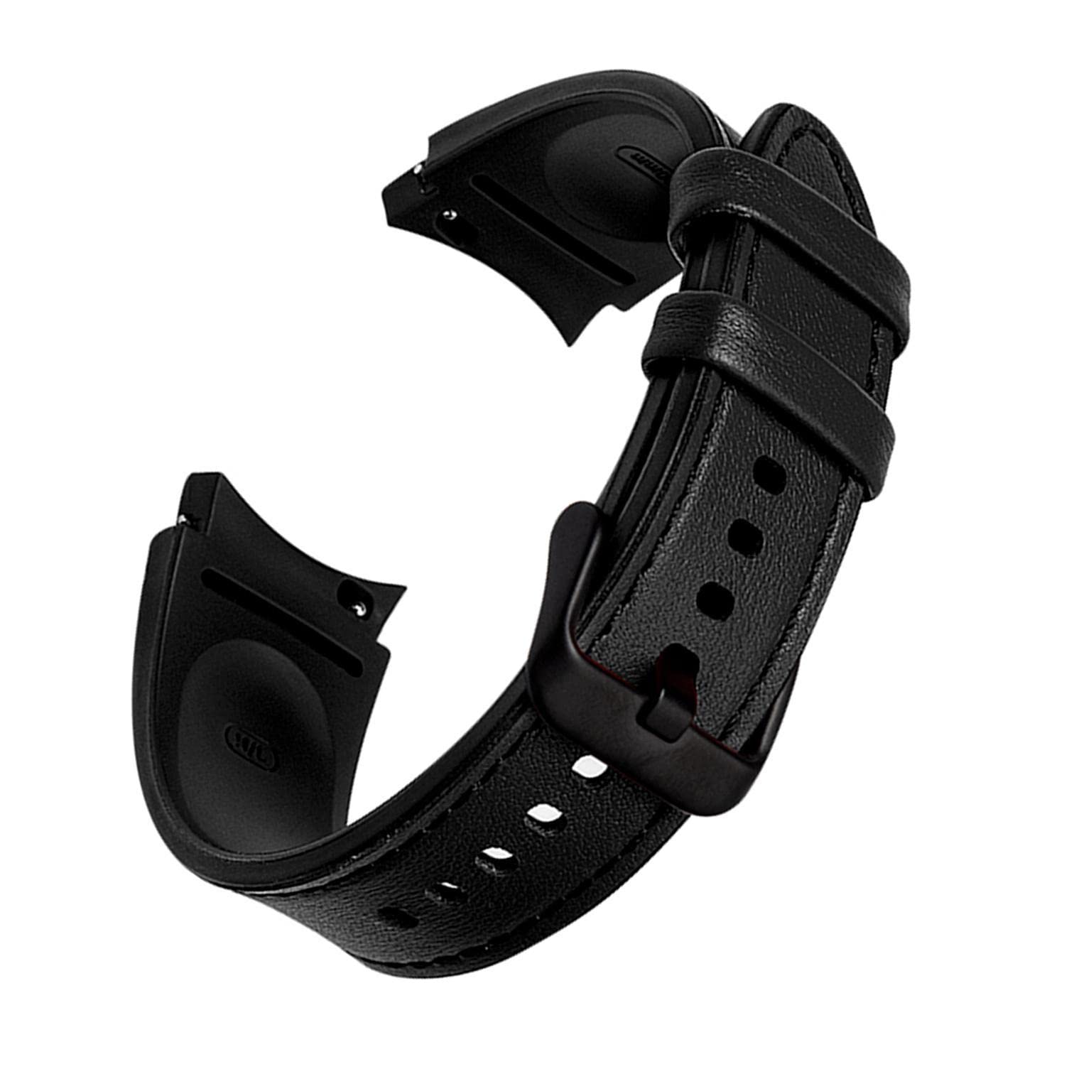Abanen Watch Band for Samsung Galaxy Watch 5 40mm/44mm, Galaxy Watch 6 40mm/44mm, Soft Genuine Leather Hybrid Silicone Sweatproof Wristband Strap for Galaxy Watch 4 40mm/44mm (Black)