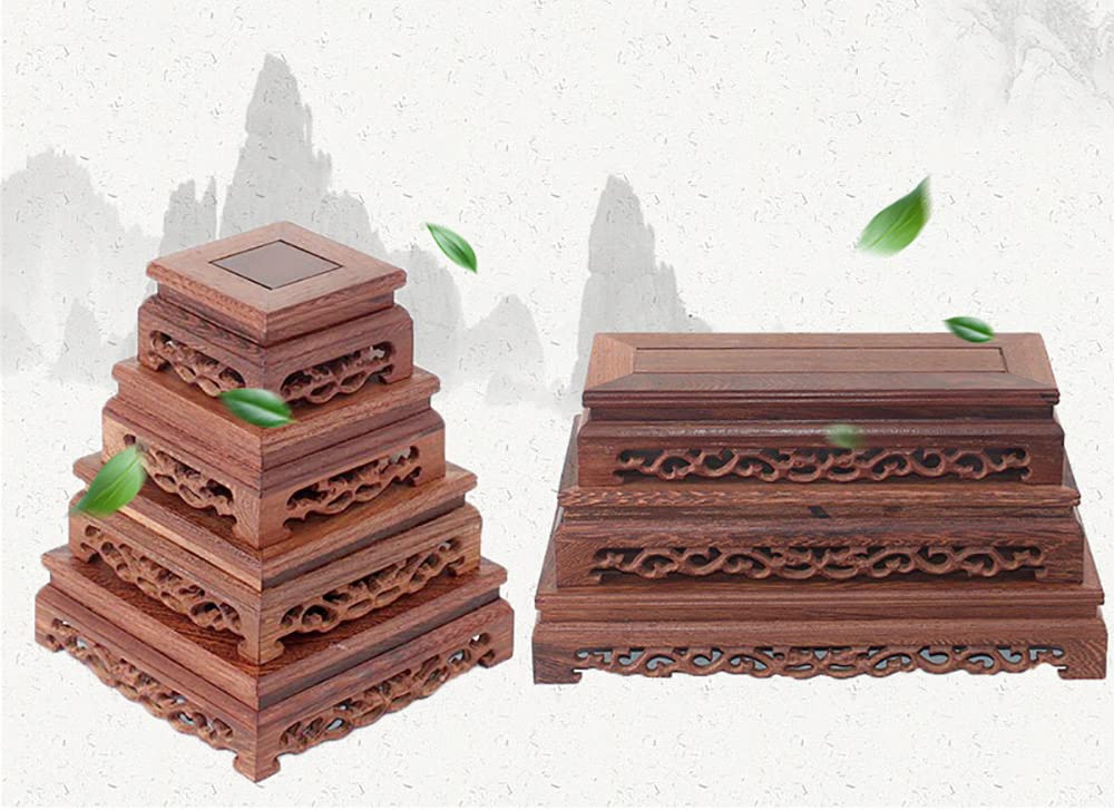 Chinese Wooden Rosewood Carved Base Square Vase Plant Fishbowl Sculpture Display Stand