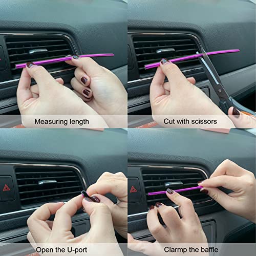 LivTee 20 Pieces Car Air Conditioner Decoration Strip for Vent Outlet, Universal Waterproof Bendable Air Vent Outlet Trim Decoration, Car Interior Accessories (Purple)