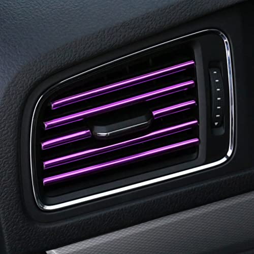 LivTee 20 Pieces Car Air Conditioner Decoration Strip for Vent Outlet, Universal Waterproof Bendable Air Vent Outlet Trim Decoration, Car Interior Accessories (Purple)