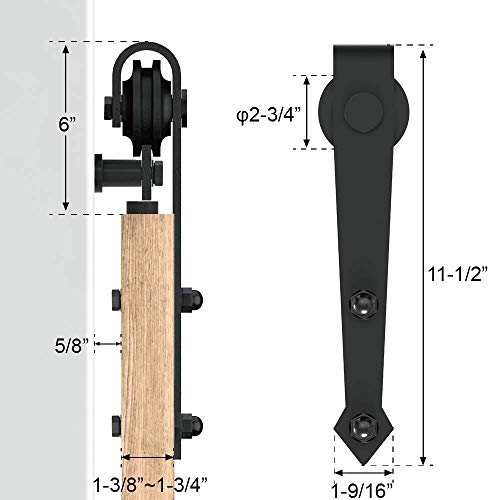 STIALO 6.6 FT Double Door Barn Door Hardware Kit, Sliding Door Hardware for Double Door, Heavy Duty Black Steel Arrow Shape Hanger, Include Track Kit, Floor Guide & Pull Handle