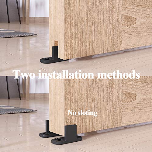 STIALO 6.6 FT Double Door Barn Door Hardware Kit, Sliding Door Hardware for Double Door, Heavy Duty Black Steel Arrow Shape Hanger, Include Track Kit, Floor Guide & Pull Handle