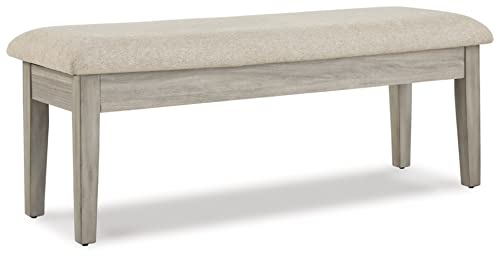 Signature Design by Ashley Parellen Upholstered Storage Dining Bench, Beige