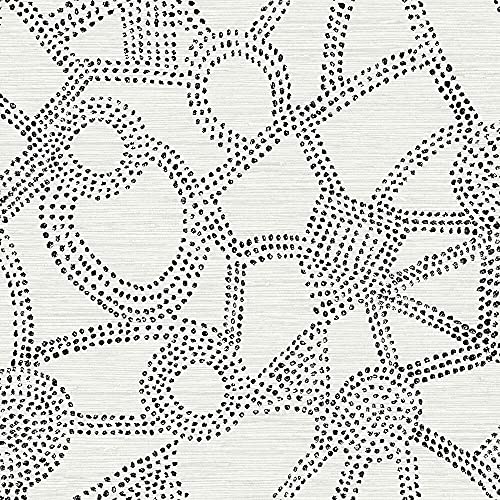 RoomMates RMK12235PL Nikki Chu White and Black Amhara Peel and Stick Wallpaper, Roll, White/Black