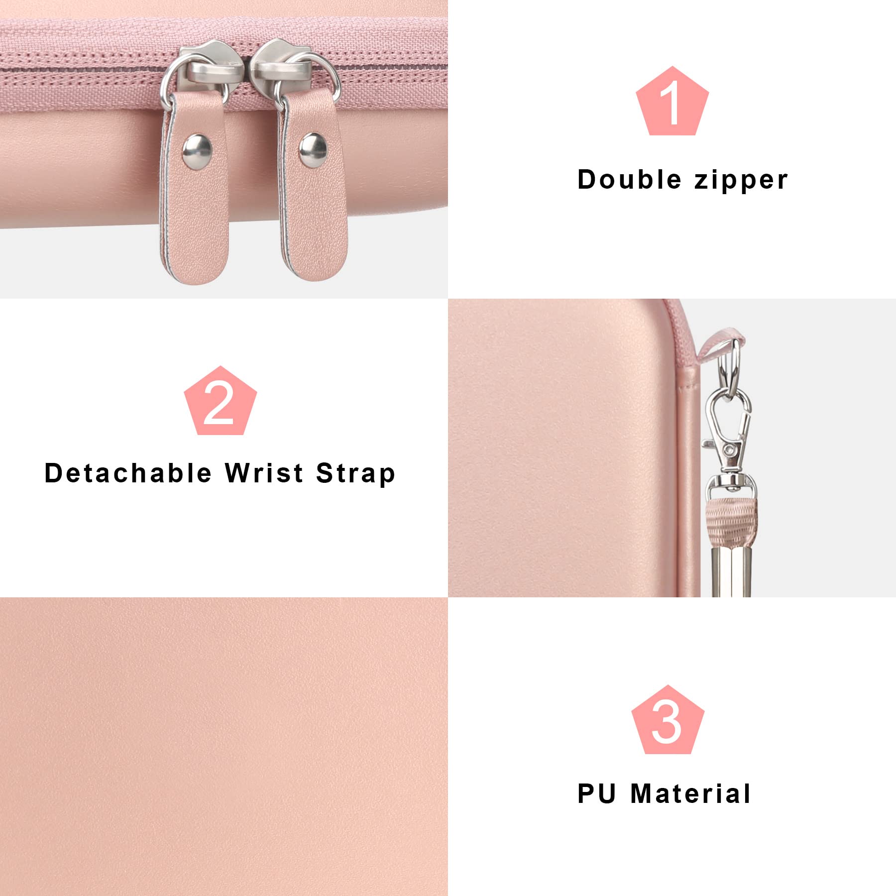 Canboc Digital Camera Case for CAMKORY/Sevenat/Lecran/Besungo/VAHOIALD/BEVLXNIV/IWEUKJLO Video Vlogging Camera and Other Compact Portable Mini Teens Cameras, Mesh Bag fit Cable, Rose Gold