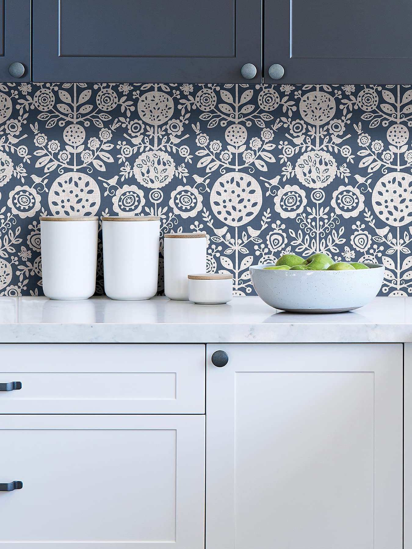 NuWallpaper NUS4031 Navy Anya Peel & Stick Wallpaper, Blue