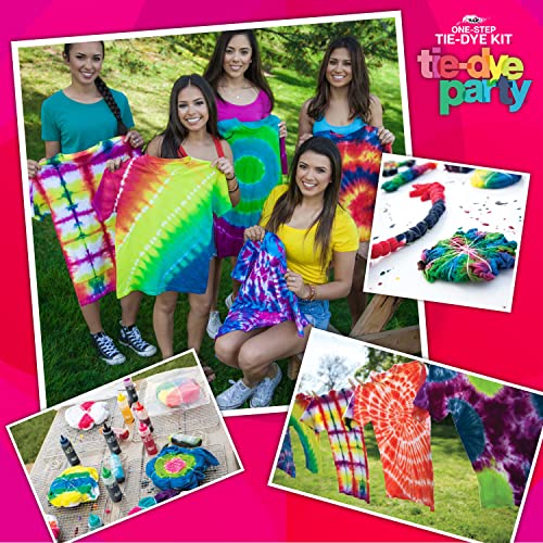 Tulip One-Step Tie-Dye Party, 18 Pre-Filled Bottles, Creative Group Activity, All-in-1 Fashion Design Kit, 1 Pack, Rainbow