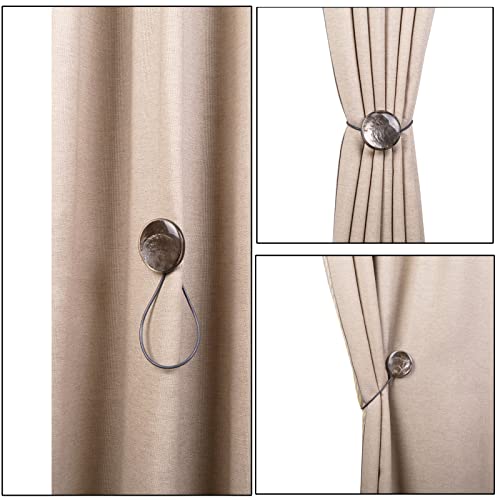 Labupa Curtain Tiebacks, 12 Inch Inlaid Shell Sequins Magnetic Tie Backs Patented Curtain Drapery Holdback Window Modern Decorative Holders with Rope for Home Cafe Balcony (Red, 2 Pack)