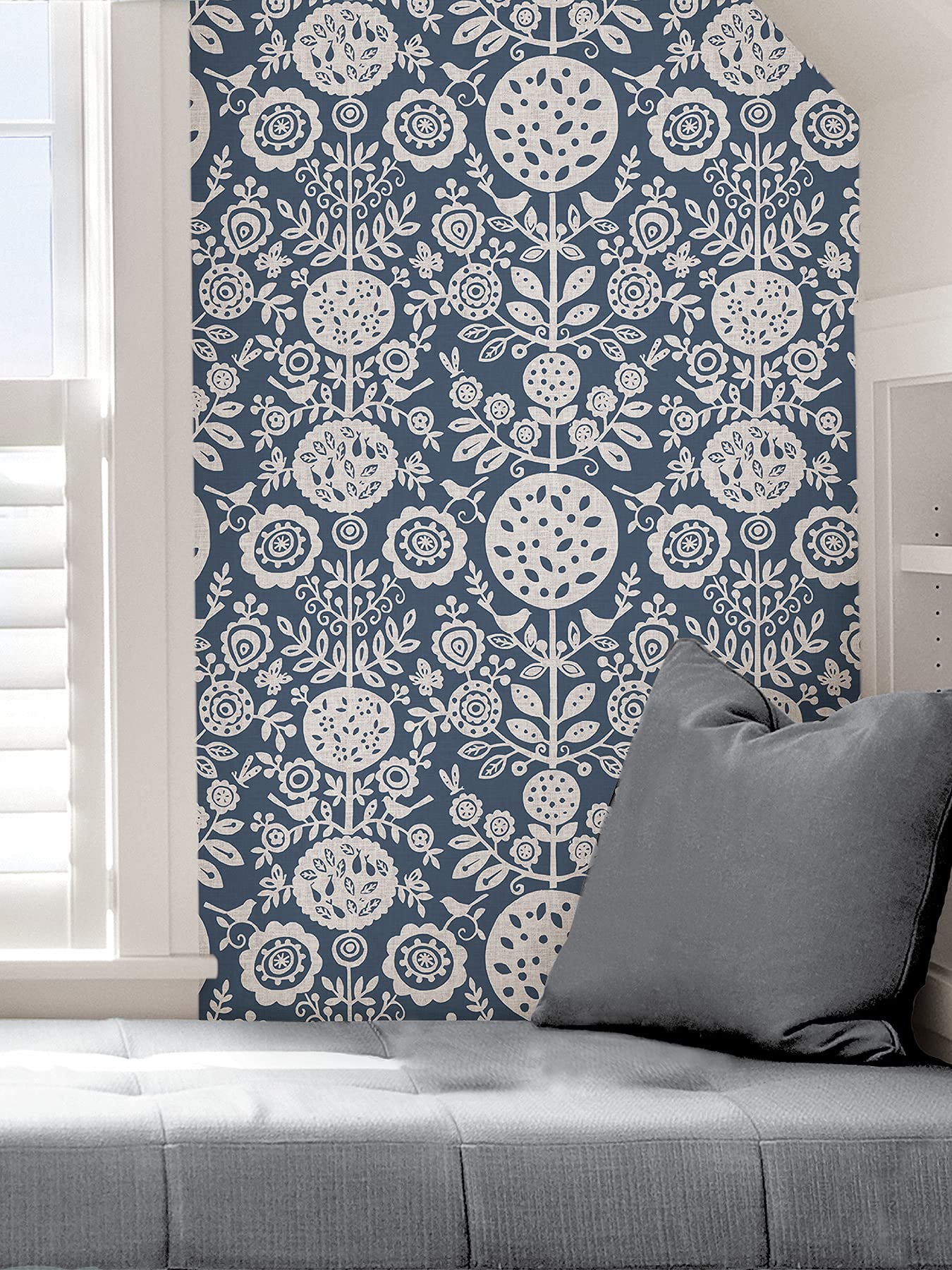 NuWallpaper NUS4031 Navy Anya Peel & Stick Wallpaper, Blue
