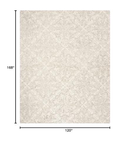 SAFAVIEH Blossom Collection 10' x 14' Ivory/Grey BLM103A Handmade Premium Wool Living Room Dining Bedroom Area Rug