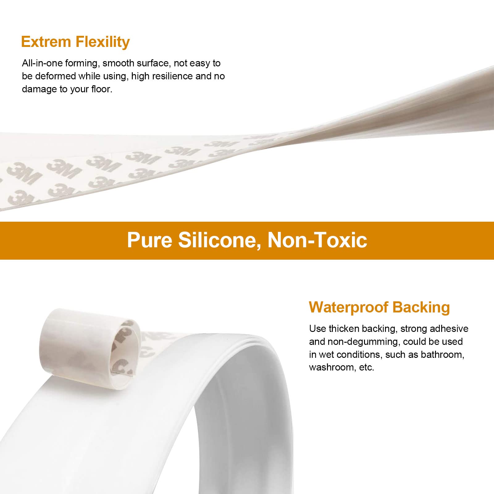 Door Draft Stopper Under Door Draft Blocker Insulator Door Sweep Weather Stripping Noise Stopper Strong Adhesive 39'' Length, White, 45, 1.77x39.37