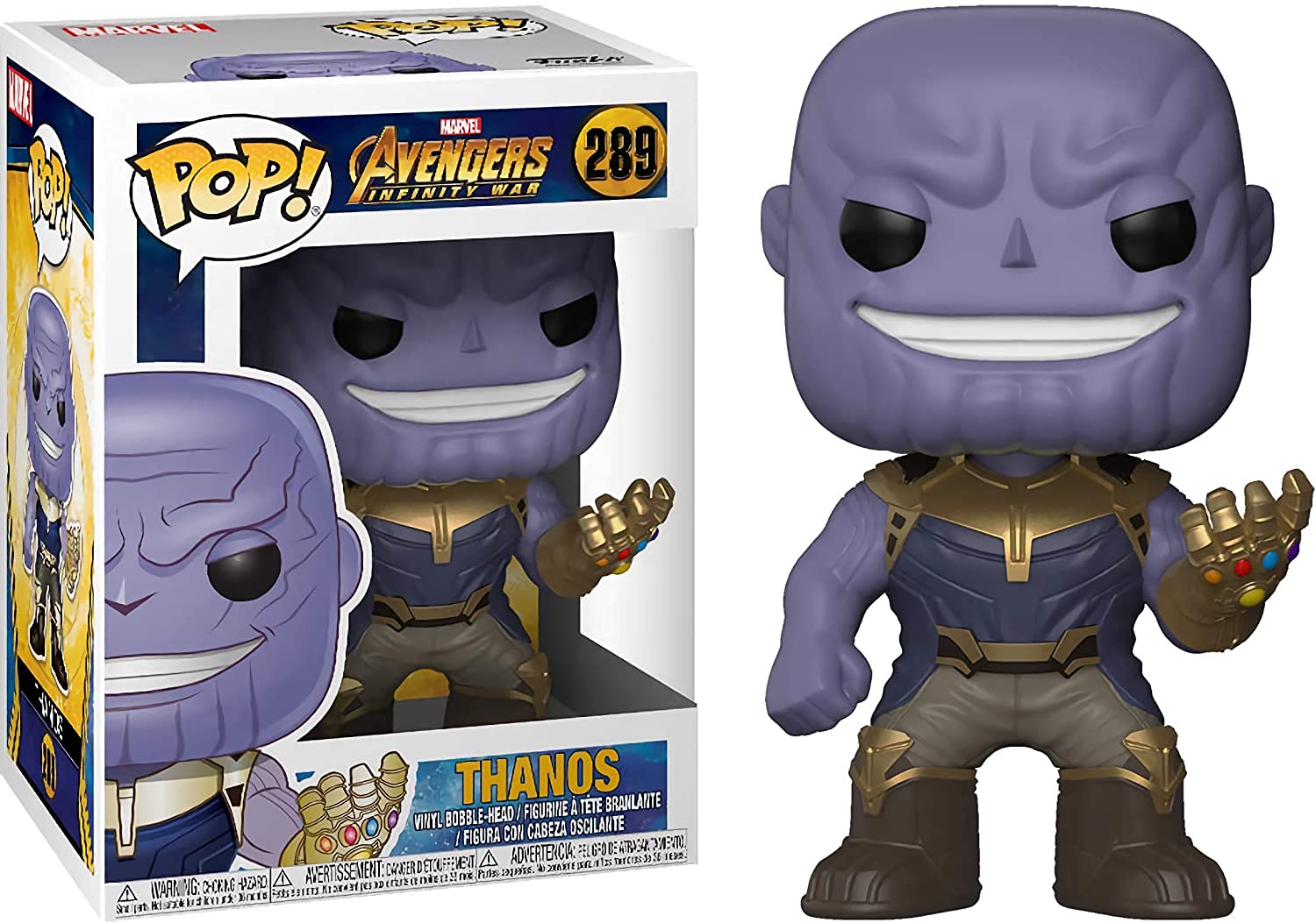 POP Marvel: Avengers Infinity War - Thanos with Infinity Gauntlet Funko Pop! Vinyl Figure (Bundled with Compatible Pop Box Protector Case), Multicolored, 3.75 inches