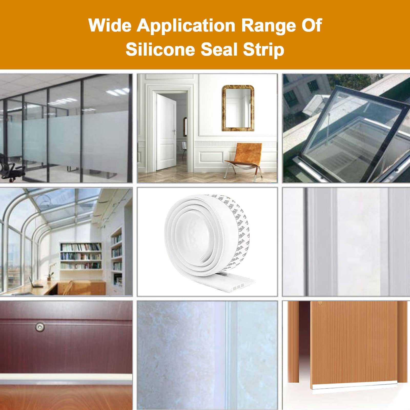Door Draft Stopper Under Door Draft Blocker Insulator Door Sweep Weather Stripping Noise Stopper Strong Adhesive 39'' Length, White, 45, 1.77x39.37