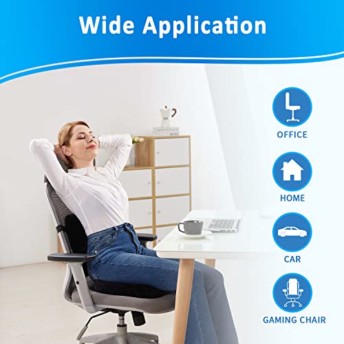 SAIREIDER Seat Cushion and Lumbar Support Pillow for Office Chair, Memory Foam Car Seat Chair Cushions Back Support Pillows, Help Relieve Pain of Back, Lumbar, Tailbone and Sciatic Nerve(Black)