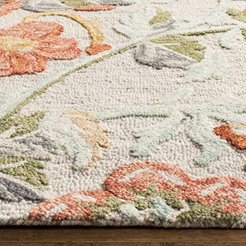 SAFAVIEH Blossom Collection 10' x 14' Grey/Red BLM458F Handmade Floral Premium Wool Living Room Dining Bedroom Area Rug