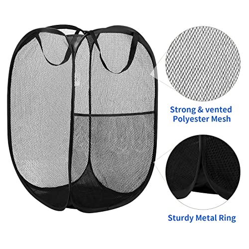 Simplized Popup Laundry Hamper Large Foldable | Pop-up Mesh Hamper Dirty Clothes Basket with Carry Handles (2 Pack-Large)