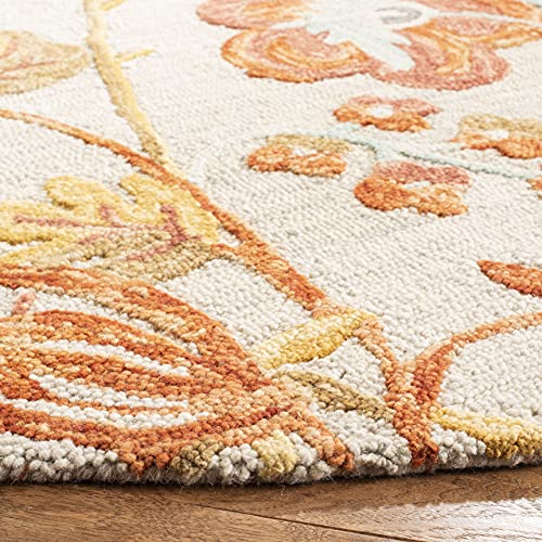 SAFAVIEH Blossom Collection 10' x 14' Grey/Red BLM458F Handmade Floral Premium Wool Living Room Dining Bedroom Area Rug