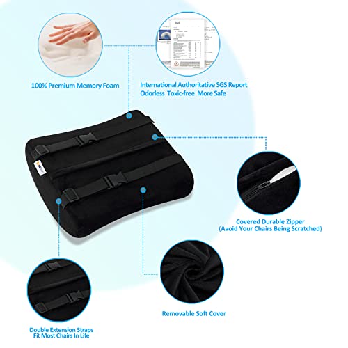 SAIREIDER Seat Cushion and Lumbar Support Pillow for Office Chair, Memory Foam Car Seat Chair Cushions Back Support Pillows, Help Relieve Pain of Back, Lumbar, Tailbone and Sciatic Nerve(Black)
