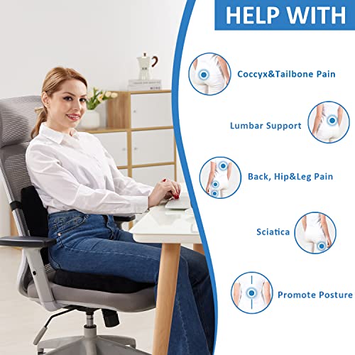 SAIREIDER Seat Cushion and Lumbar Support Pillow for Office Chair, Memory Foam Car Seat Chair Cushions Back Support Pillows, Help Relieve Pain of Back, Lumbar, Tailbone and Sciatic Nerve(Black)