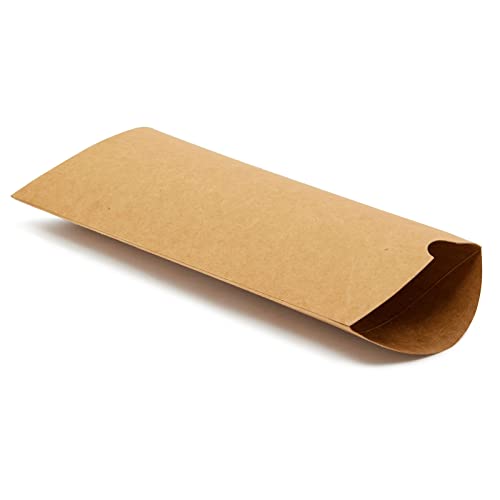 100 Pack Kraft Pillow Boxes with Twine for Jewelry, Wedding, Party Favors, Gift Cards (7.5 x 3.7 In)