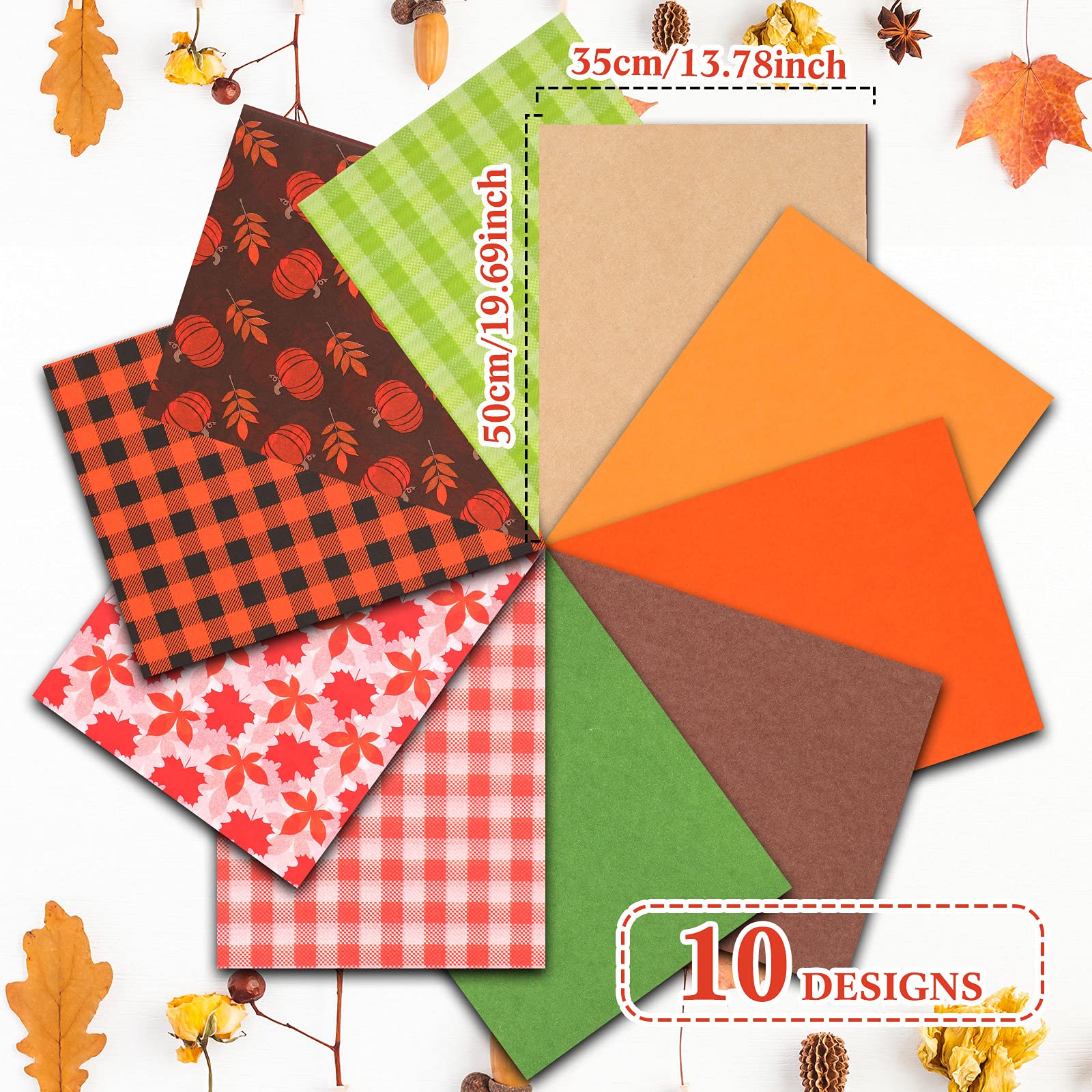 Zonon 100 Sheets Thanksgiving Fall Tissue Paper for Gift Orange Autumn Wrapping Paper Bulk Pumpkin Maple Leaves DIY Craft Art Harvest Birthday Wedding Present Box Decoration