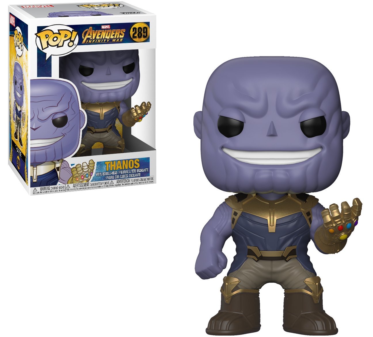 POP Marvel: Avengers Infinity War - Thanos with Infinity Gauntlet Funko Pop! Vinyl Figure (Bundled with Compatible Pop Box Protector Case), Multicolored, 3.75 inches