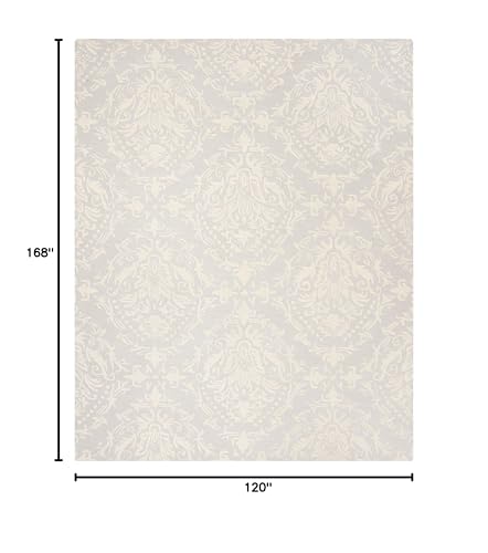 SAFAVIEH Blossom Collection 10' x 14' Light Grey/Ivory BLM107A Handmade Premium Wool Living Room Dining Bedroom Area Rug
