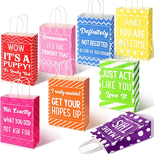 8 Pieces Funny Birthday Gift Bags Colorful Reusable Paper Bags Birthday Holiday Medium Large Rainbow Gift Wrap Baby Showers Bridal Showers Birthdays Easter Party Supplies Goodie Bags for Women Men