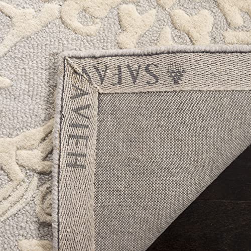 SAFAVIEH Blossom Collection 10' x 14' Light Grey/Ivory BLM107A Handmade Premium Wool Living Room Dining Bedroom Area Rug